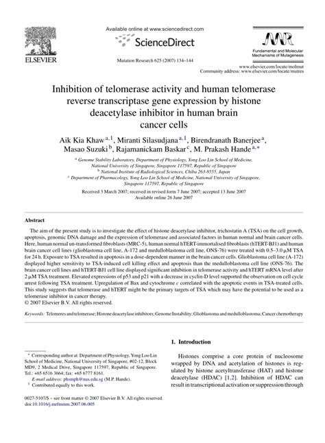 Pdf Inhibition Of Telomerase Activity And Human Telomerase Reverse