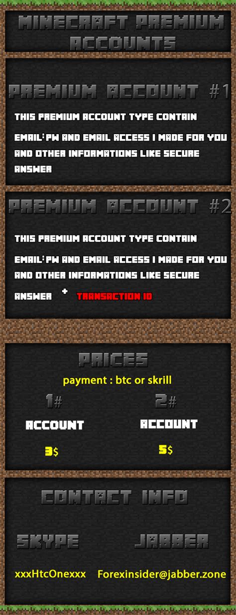 Wts Minecraft Premium Account With Full Access Transaction Id Mpgh