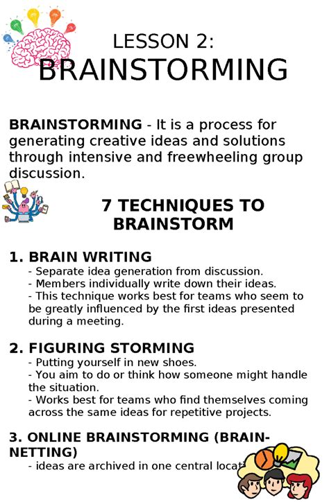 Lesson 2 Brainstorming Lesson 2 Brainstorming Brainstorming It Is