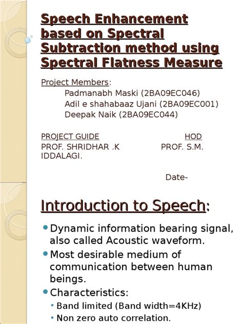Speech Enhancement Using Spectral Subtraction Based On Sfm1 Pdf Spectral Density Signal