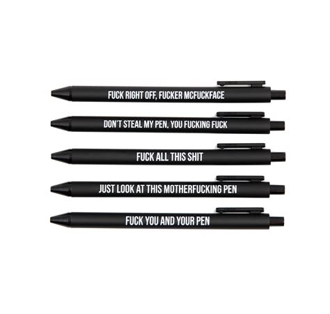 Sweary Fuck Pens Cussing Pen Gift Set Black Gel Pens Etsy