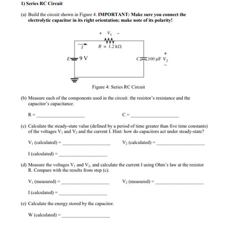 Solved 1 Series Rc Circuit A Build The Circuit Shown In
