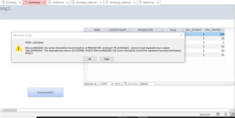 Sql ODBC Call Failed Violation Of Primary Key Stack Overflow