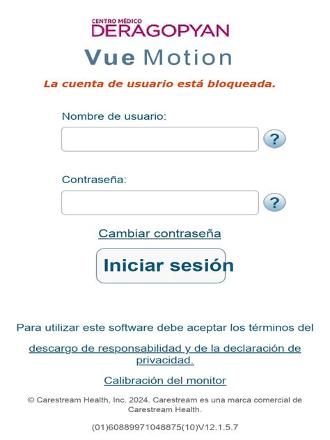 Carestream Vue Motion Iniciar Sesión Pdf