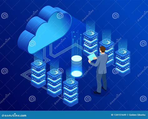 Isometric Modern Cloud Technology And Networking Concept Web Cloud Technology Business Stock
