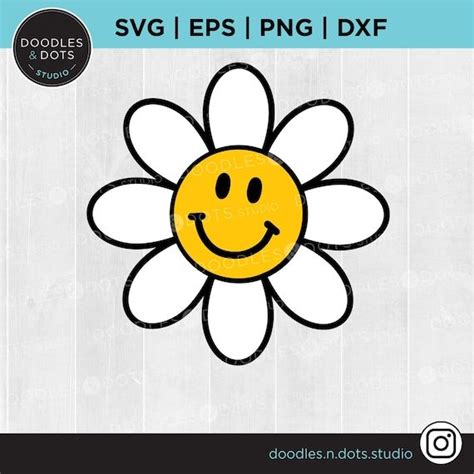 Retro Smiley Face Png Daisy Smiley Face Png Smiley Png Boho Etsy My