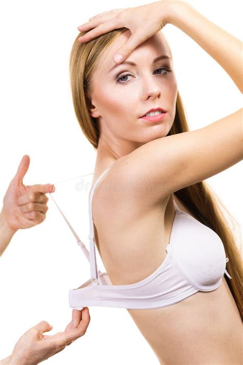 Woman Wearing Too Big Bra Stock Image Image Of Underbust