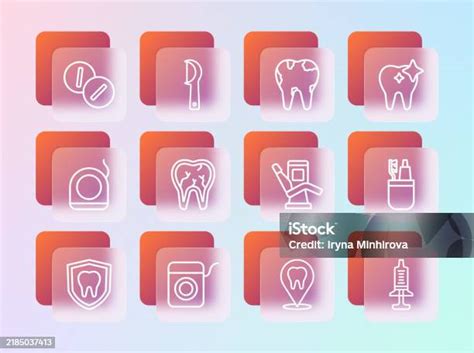설정 라인 치아 미백 치실 의료 치과 의자 클리닉 위치 부러진 치아 치통 진통제 정제 및 아이콘 벡터 건강 진단에 대한 스톡 벡터 아트 및 기타 이미지 Istock