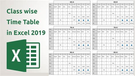 How To Create Class Wise Time Table In Ms Excel 2019 Youtube