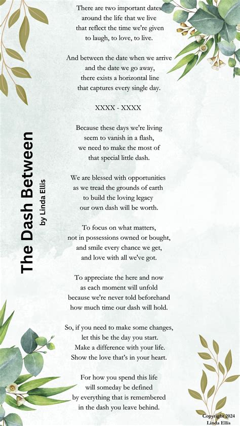 The Dash Between Poem By Linda Ellis Author Of The Original The Dash