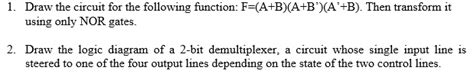 Solved Draw The Circuit For The Following Function Fababab