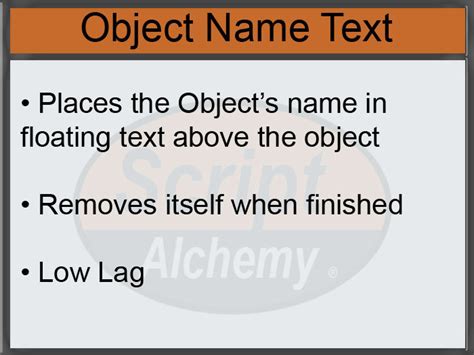 Second Life Marketplace Script Alchemy Object Name Text