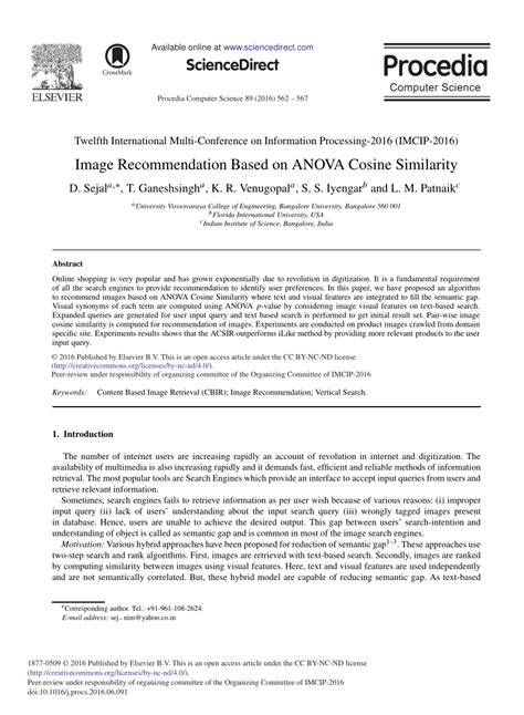 Pdf Image Recommendation Based On Anova Cosine Similarity