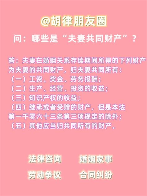 胡律朋友圈 的想法 夫妻共同财产的范围 夫妻共同财产 知乎