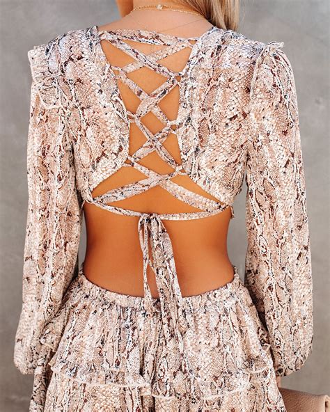 Robinson Python Shimmer Cutout Ruffle Romper Insstreet