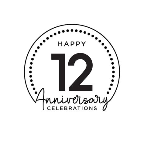 12년 기념일 템플릿 디자인 개념 이벤트 초대 카드 인사말 카드 배너 포스터 전단지 책 표지 및 인쇄 벡터 Eps10을 위한 흑백 디자인 프리미엄 벡터