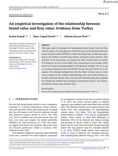 Pdf An Empirical Investigation Of The Relationship Between Brand
