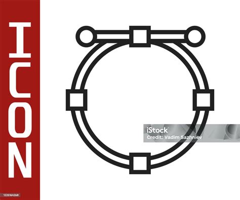 흰색 배경에 격리 된 베지어 곡선 아이콘이있는 검은 색 선 원 배너입니다 펜 도구 아이콘입니다 벡터 일러스트레이션 가리키기에 대한 스톡 벡터 아트 및 기타 이미지 Istock