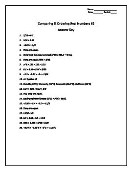 Comparing Ordering Real Numbers Worksheet 5 By Simple Math Worksheets