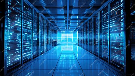 Premium Ai Image Generative Ai Data Center Modern High Technology Server Room In Neon Colors