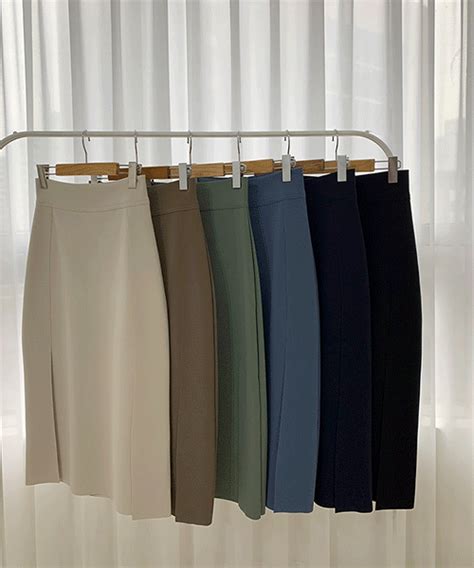 H라인 커팅 미디 스커트 Sk 에이블리