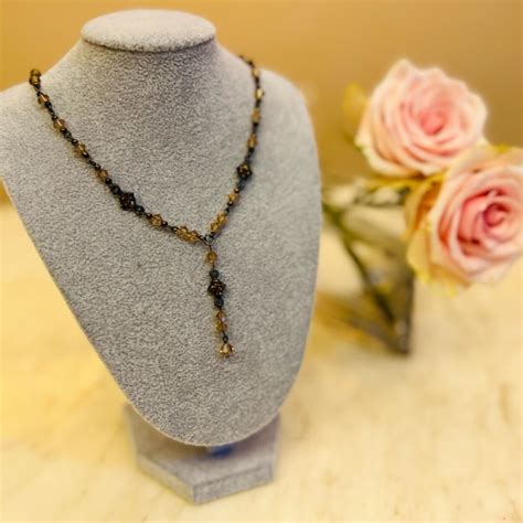 Diy Swarovski 施華洛茶色角珠水晶配晶石配件項鏈 Irisdebeaute
