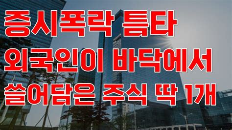 상한가 증시폭락 틈타 외국인이 바닥에서 쓸어담은 주식 딱 1개 주식전망 2025년주식전망 3월주식전망 대폭락 Youtube