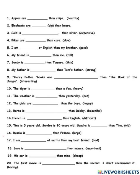 Degrees Of Comp… Free Interactive Worksheets 2202331