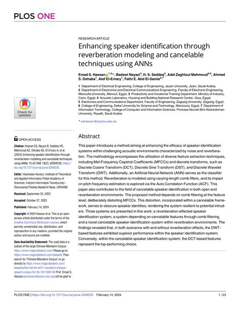 Pdf Enhancing Speaker Identification Through Reverberation Modeling