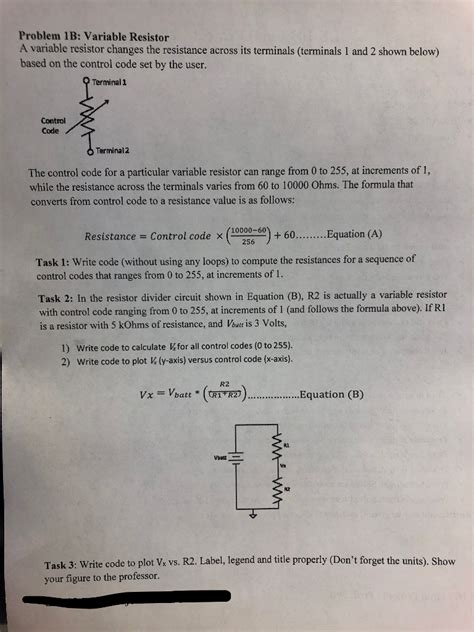Solved Problem B Variable Resistor A Variable Resistor Chegg Com