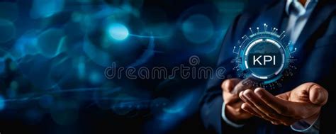 Businessman Holding KPI Icons Performance Metrics And Data Analysis Strategic Planning And