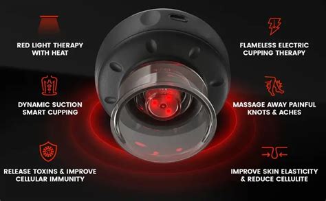 4 In 1 가열식 전기 부항 마사지기 불꽃 없는 요법 가열 마사지 적색 광선 요법 및 동적 흡입 기능을 특 Temu