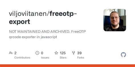 GitHub Viljoviitanen Freeotp Export NOT MAINTAINED AND ARCHIVED FreeOTP Qrcode Exporter In