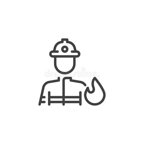 Fireman Avatar Line Icon Stock Vector Illustration Of Helmet 300224507