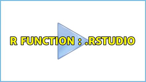 R FUNCTION Rstudio YouTube