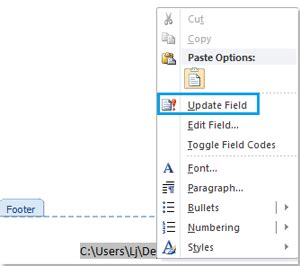 How To Insert File Path And Name Into Documents Footer Or Header In Word