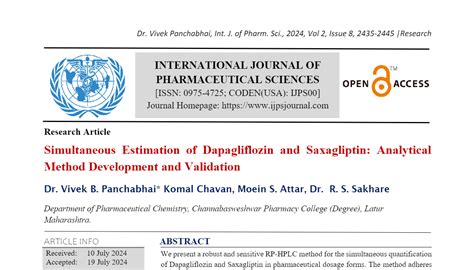Simultaneous Estimation Of Dapagliflozin And Saxagliptin Analytical