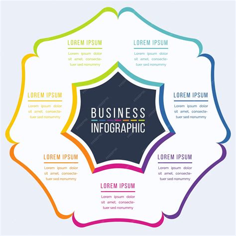 인포그래픽 디자인 템플릿 7 단계 객체 요소 또는 옵션 정보 비즈니스 인포그라픽 프리미엄 벡터