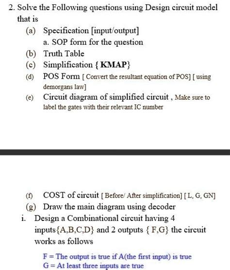 2 Solve The Following Questions Using Design Circuit Model That Is A Specification Input
