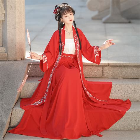 宋制汉服女春秋款汉元素成人小个子古装正品原创新款红色齐腰襦裙 虎窝淘