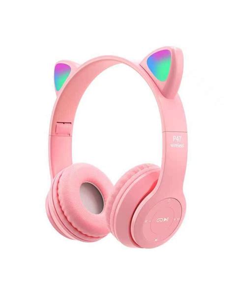 Безжични слушалки с уникален дизайн модерни и забавни със светещи ушички