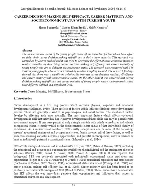 The Relationship Between Career Decision Making Self Efficacy Career Maturity And