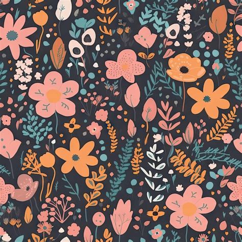Premium Ai Image Girly Flower Pattern For Repeat Design