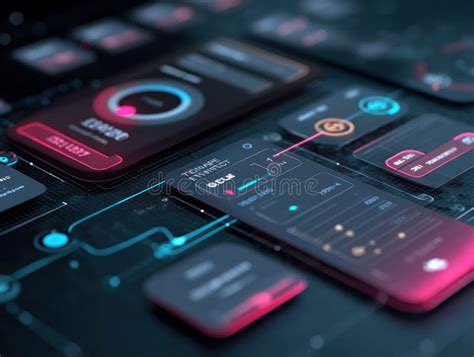 Image Showcases A Futuristic Colorful User Interface Concept With Multiple Panels It Appears To