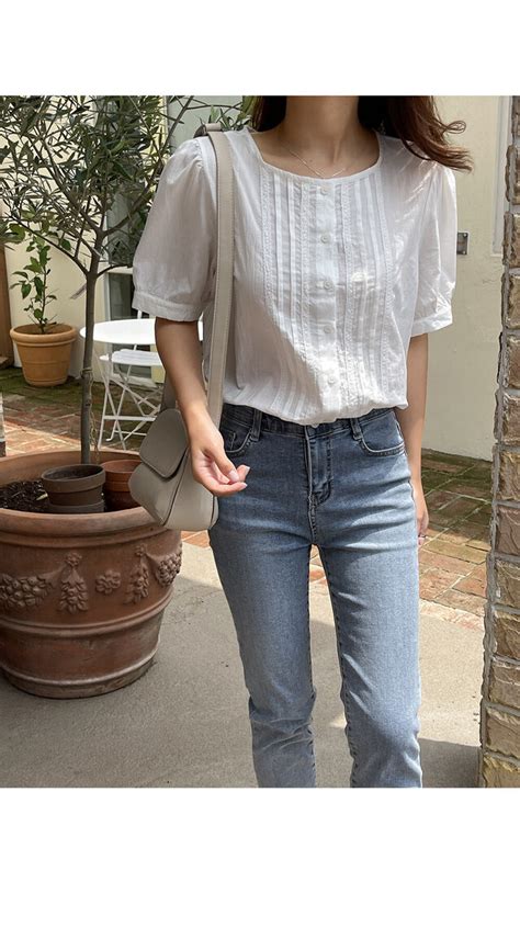 자체제작 앤드 퍼프 레이스 블라우스