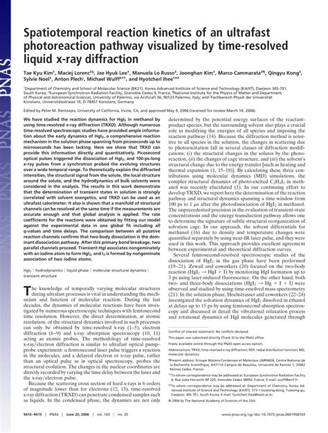 Pdf Spatiotemporal Reaction Kinetics Of An Ultrafast Photoreaction Pathway Visualized By Time