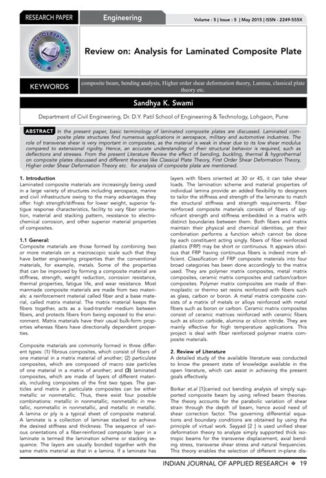 Pdf Review On Analysis For Laminated Composite Plate