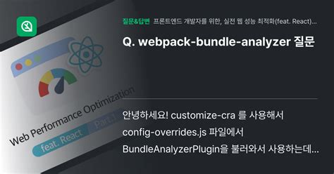 Webpack Bundle Analyzer 질문 인프런 커뮤니티 질문and답변