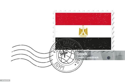이집트 그런지 우표 빈티지 엽서 벡터 그림은 흰색 배경에 분리된 이집트 국기가 있다 복고풍 스타일 고무도장에 대한 스톡 벡터 아트 및 기타 이미지 Istock