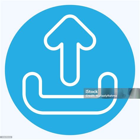 아이콘 업로드 버튼 다운로드 기호와 관련이 있습니다 파란 눈 스타일 심플한 디자인 일러스트레이션 가상현실에 대한 스톡 벡터 아트